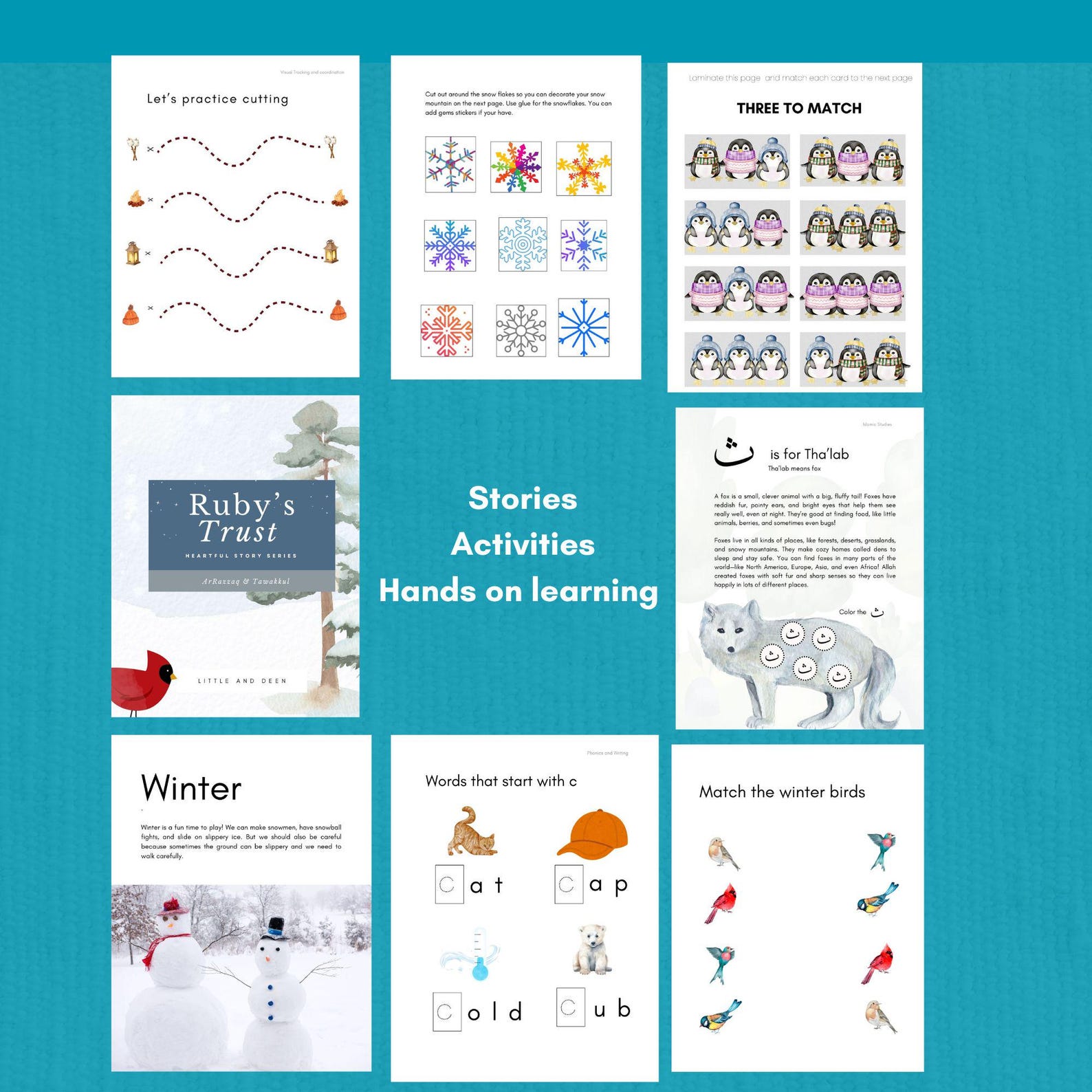 Winter Adventures Activity Workbook: Muslim Homeschool, Arabic Alphabet ...