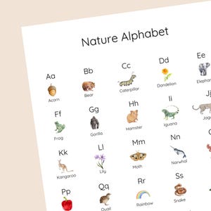 Nature Alphabet Poster: Montessori Homeschool Printable (digital ...