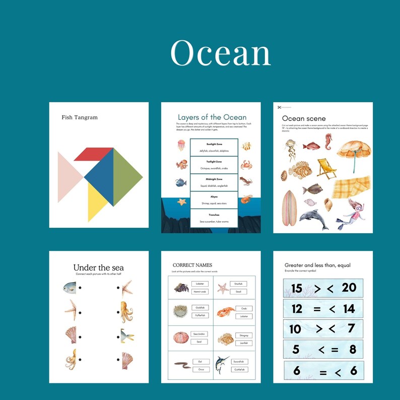 Ocean Learning Pack Preschool Printable Activities Homeschool Ocean ...