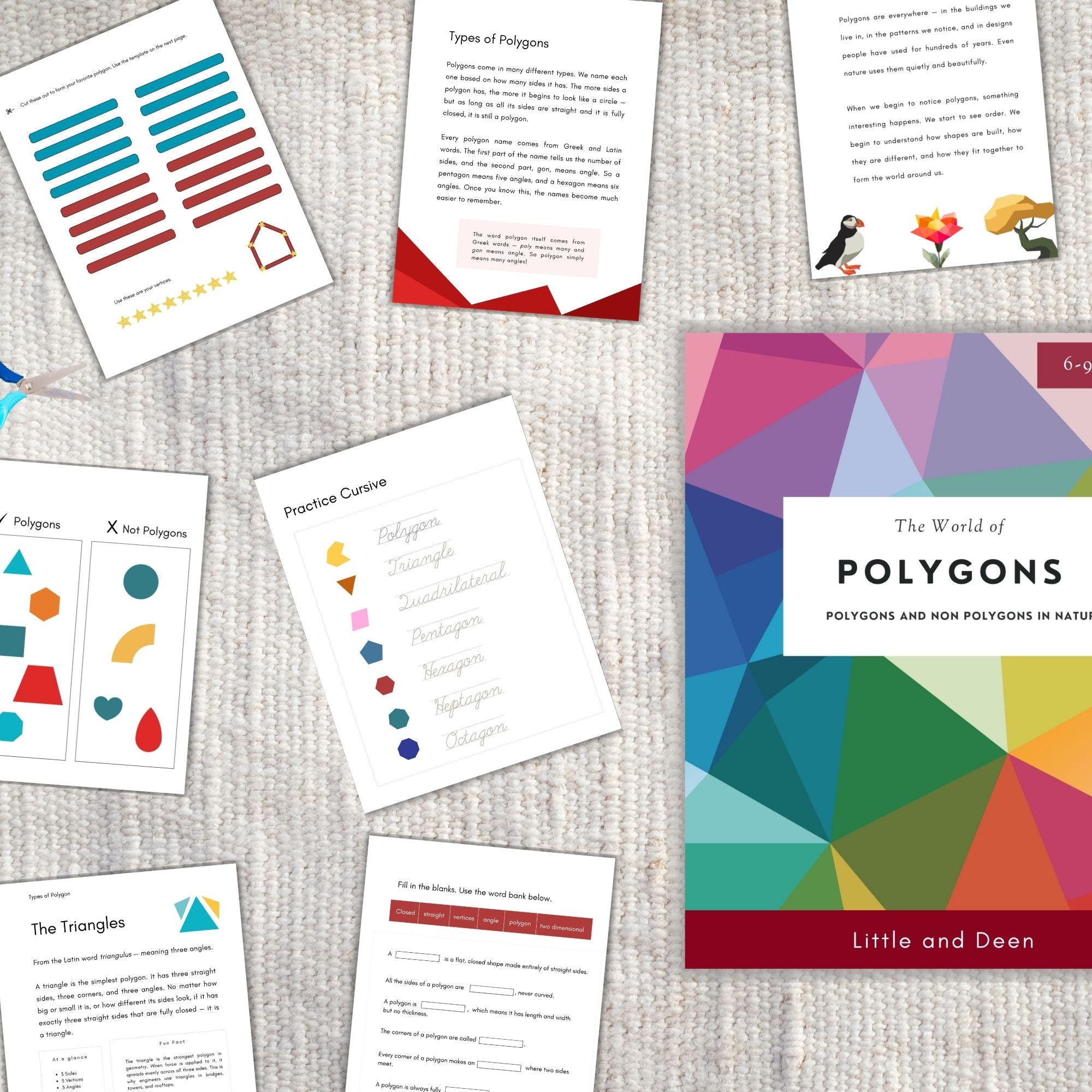 Montessori Polygons Worksheet Pack | Geometry Math Printable (ages 6-9 ...