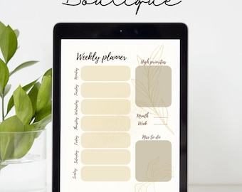 Weekly Digital Planner, Productivity Planner, Weekly Checklist Planner ...