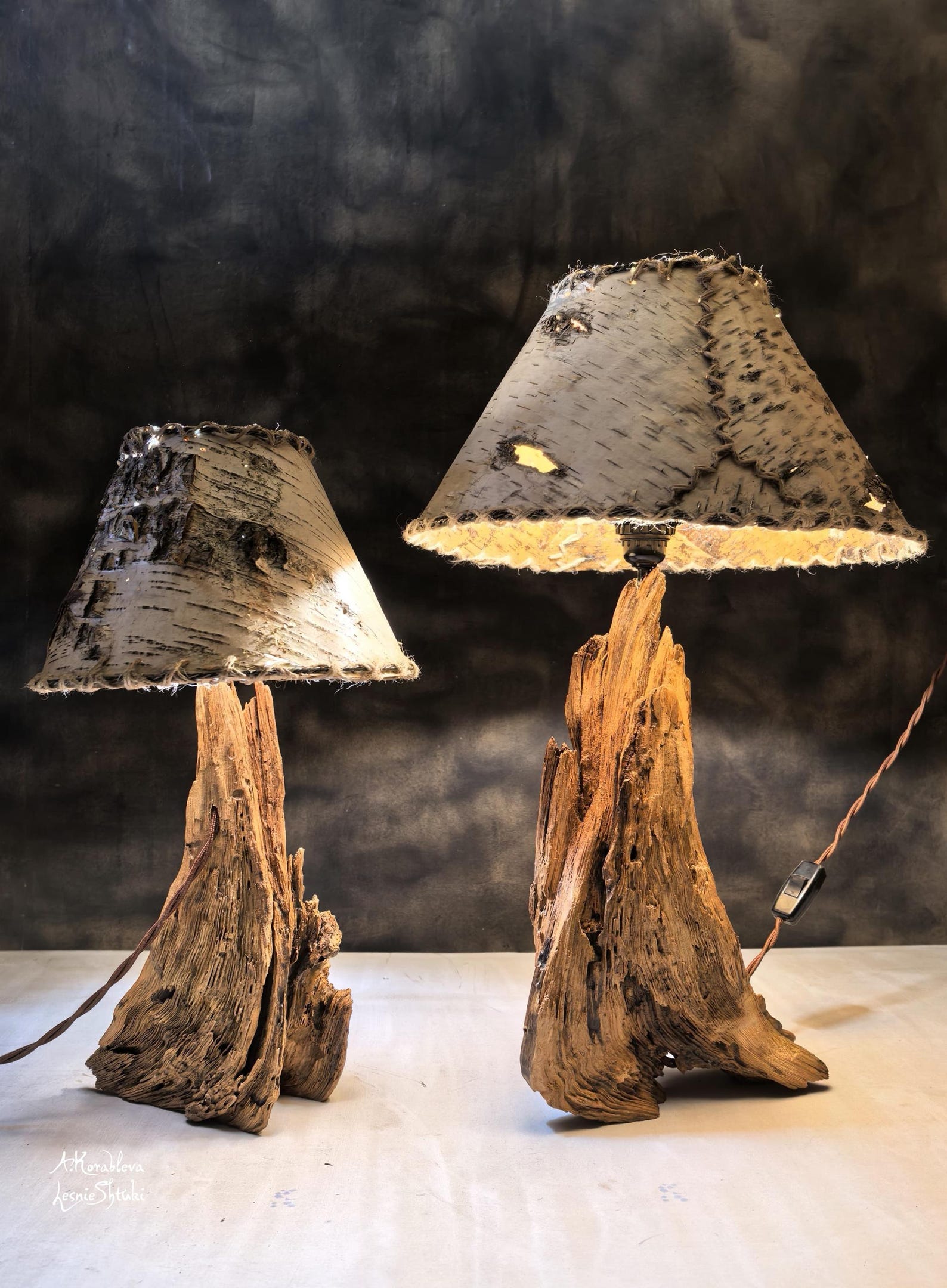 Rustic Driftwood Table Lamps "affinity" Handcrafted Natural Wood ...