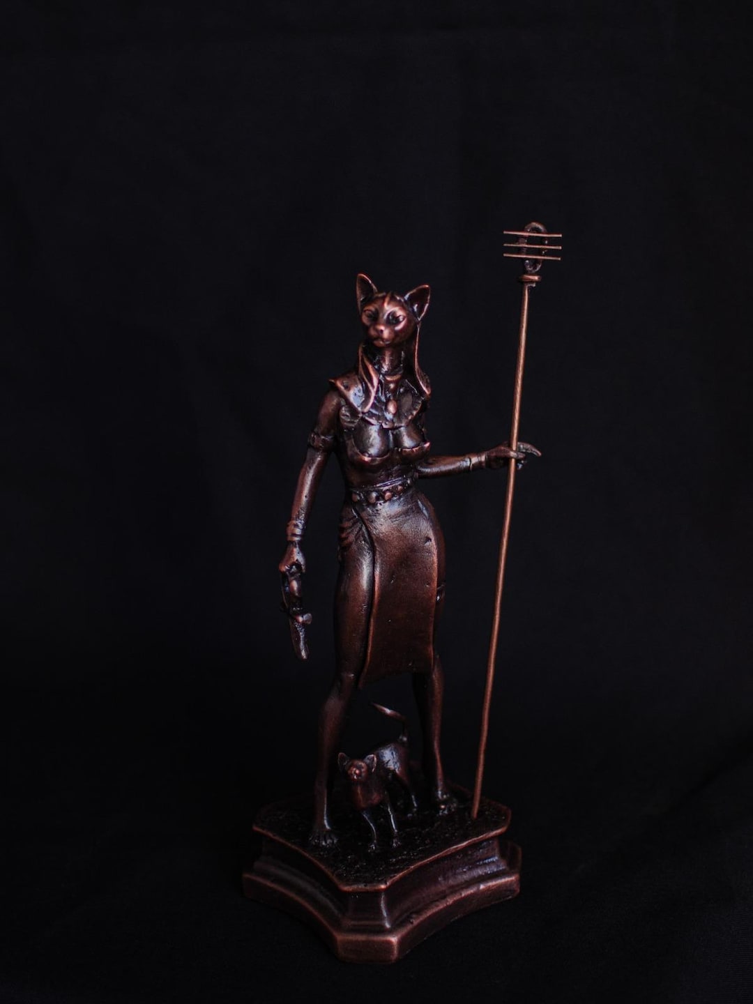 Handmade Bastet Egyptian Goddess Statue Pagan Altar Figurine Gothic ...