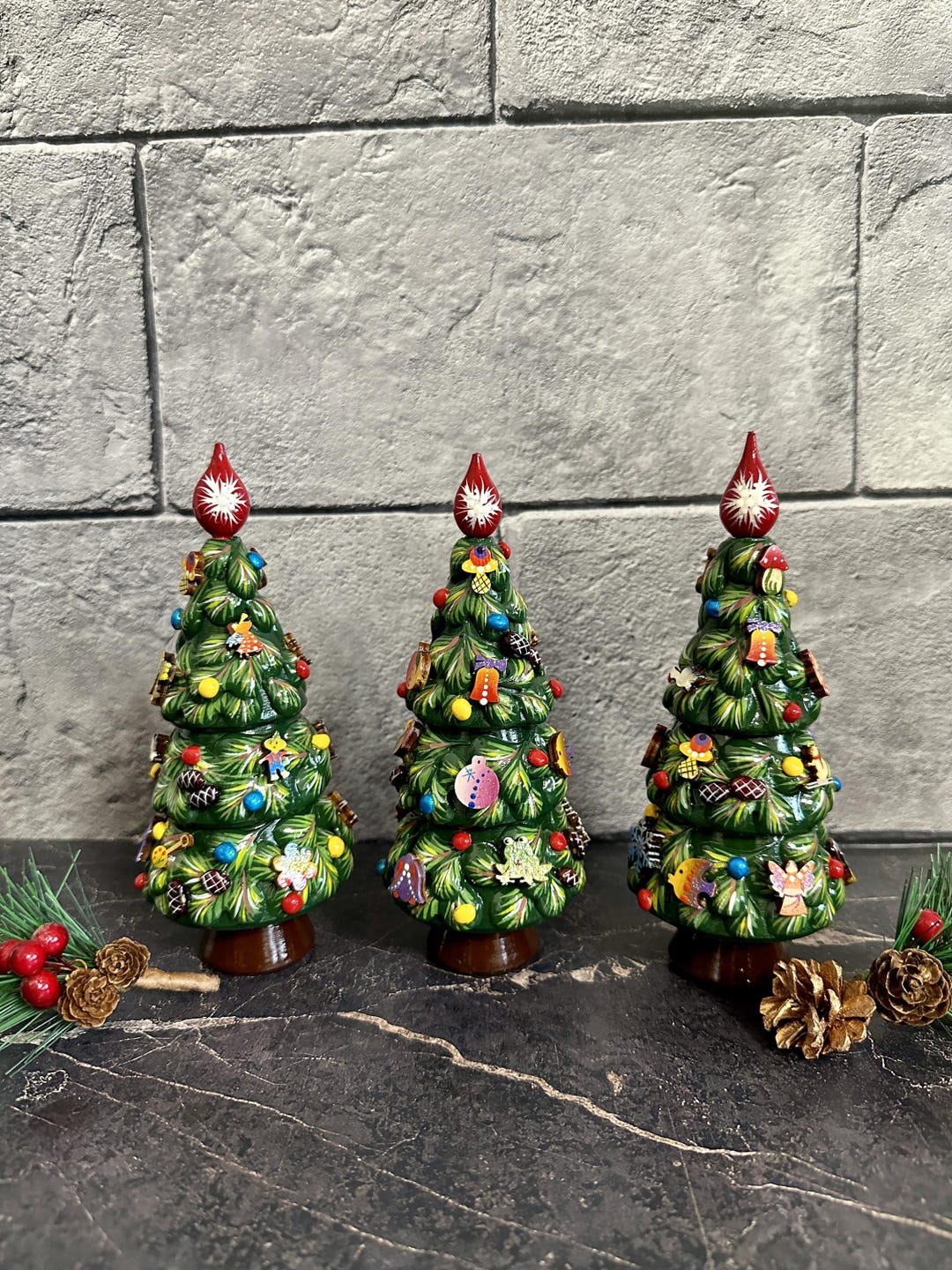 Hand-painted Wooden Matryoshka Doll Set Christmas Tree With Santa and ...