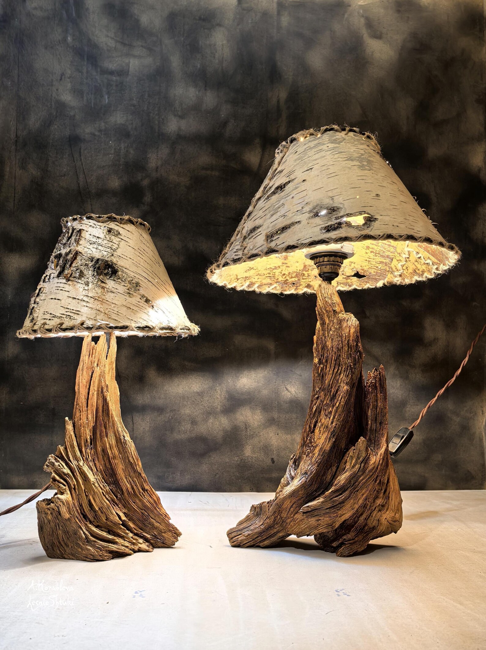 Rustic Driftwood Table Lamps "affinity" Handcrafted Natural Wood ...