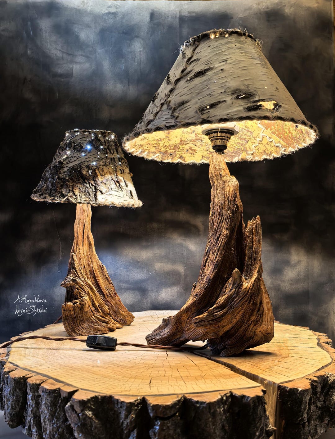Rustic Driftwood Table Lamps "affinity" Handcrafted Natural Wood ...