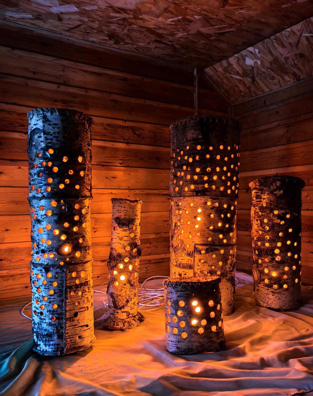 Handcrafted Birch Bark Lamp Natural Log Light for Decor - Etsy