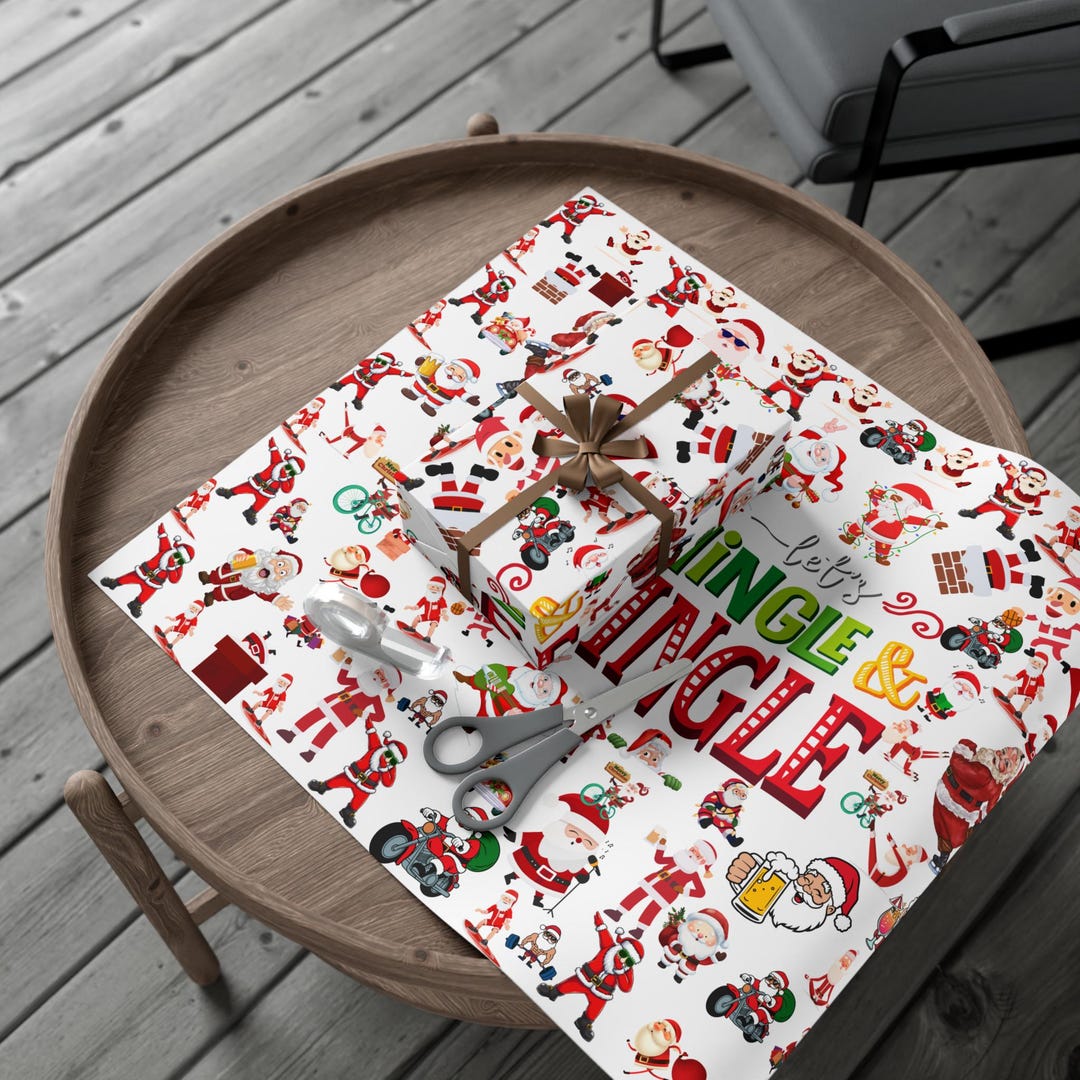 Christmas Santa Wrapping Paper for Funny Beer Lovers, Holiday Gift Wrap ...