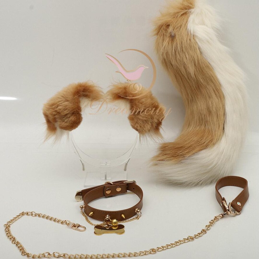 Fake Hair Making Fluffy Golden Retriever Dog Ears and Tail, Dog Collar ...