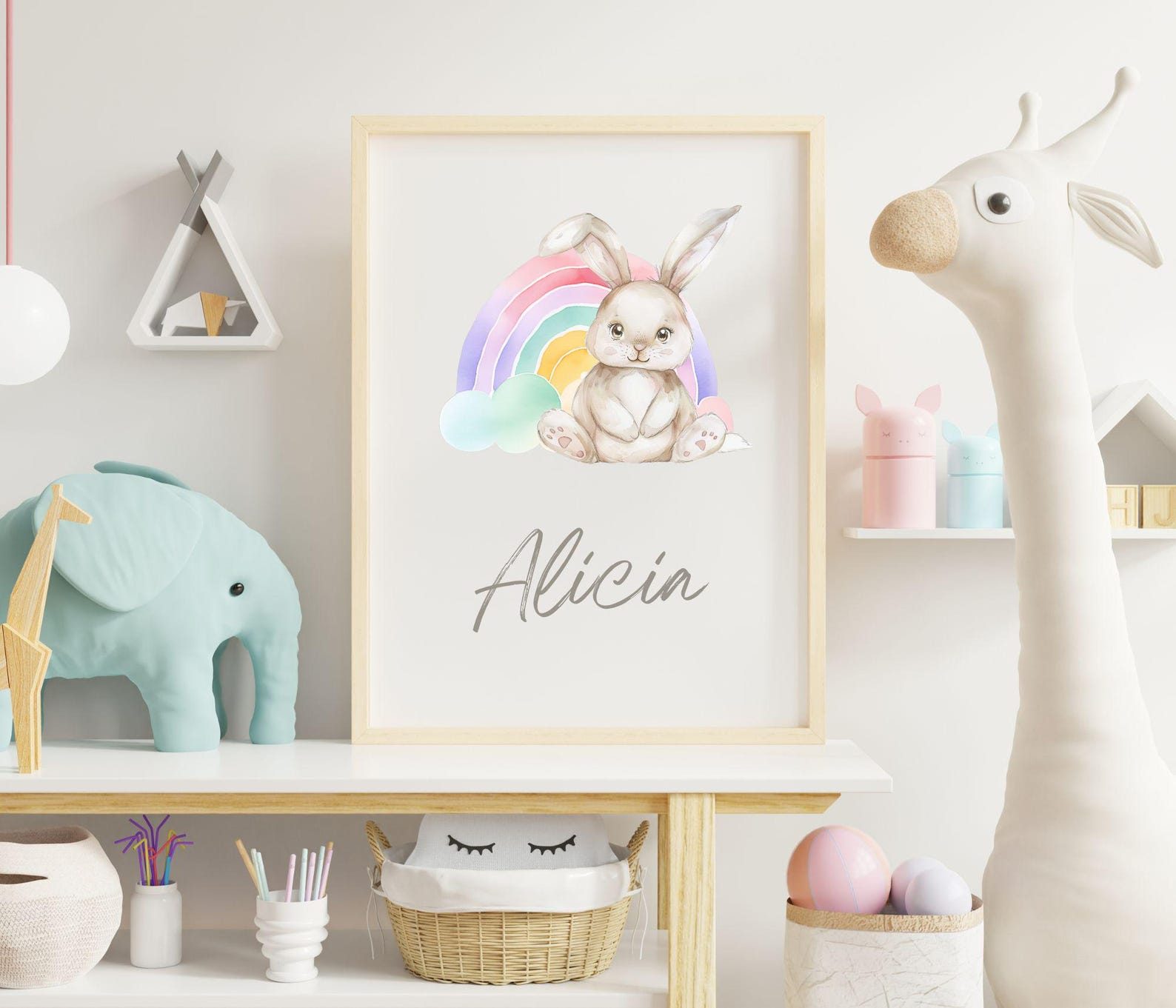 Watercolor Baby Bunny Rainbow Clipart, Pastel Rainbow Svg, Cute Rainbow ...