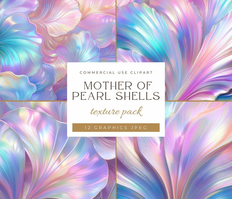 Mother of Pearl Shell Digital Paper, Iridescent Textures With Shimmer ...