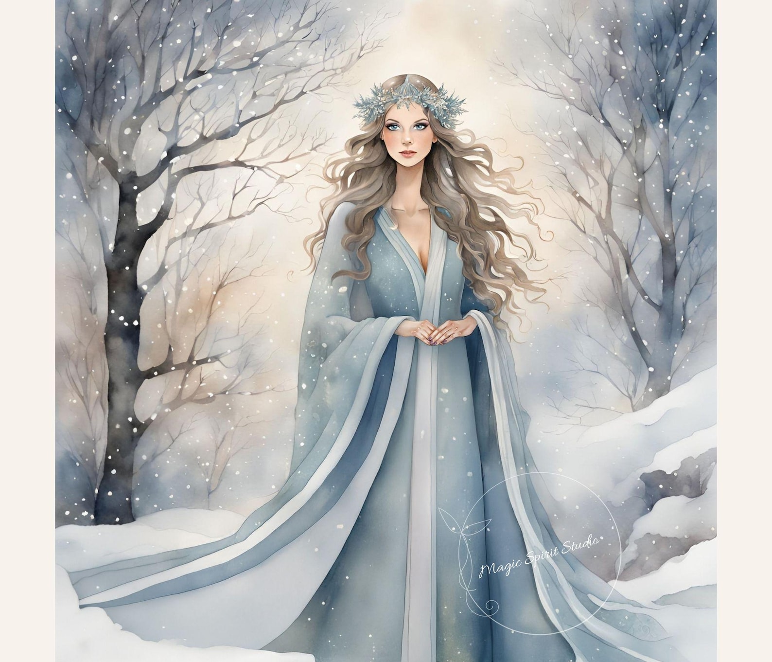 JPEG Winter Blue Goddess Clipart, Wheel of the Year, Winter Equinox ...
