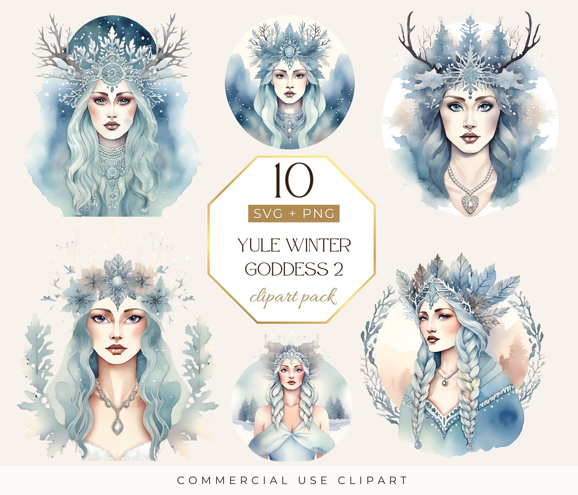Yule Clipart, Winter Goddess Clipart, Winter Clipart, Wheel of the Year ...