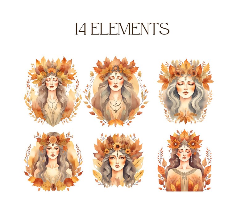 Mabon Clipart, Autumn Goddess Clipart, Autumn Clipart, Wheel of the ...