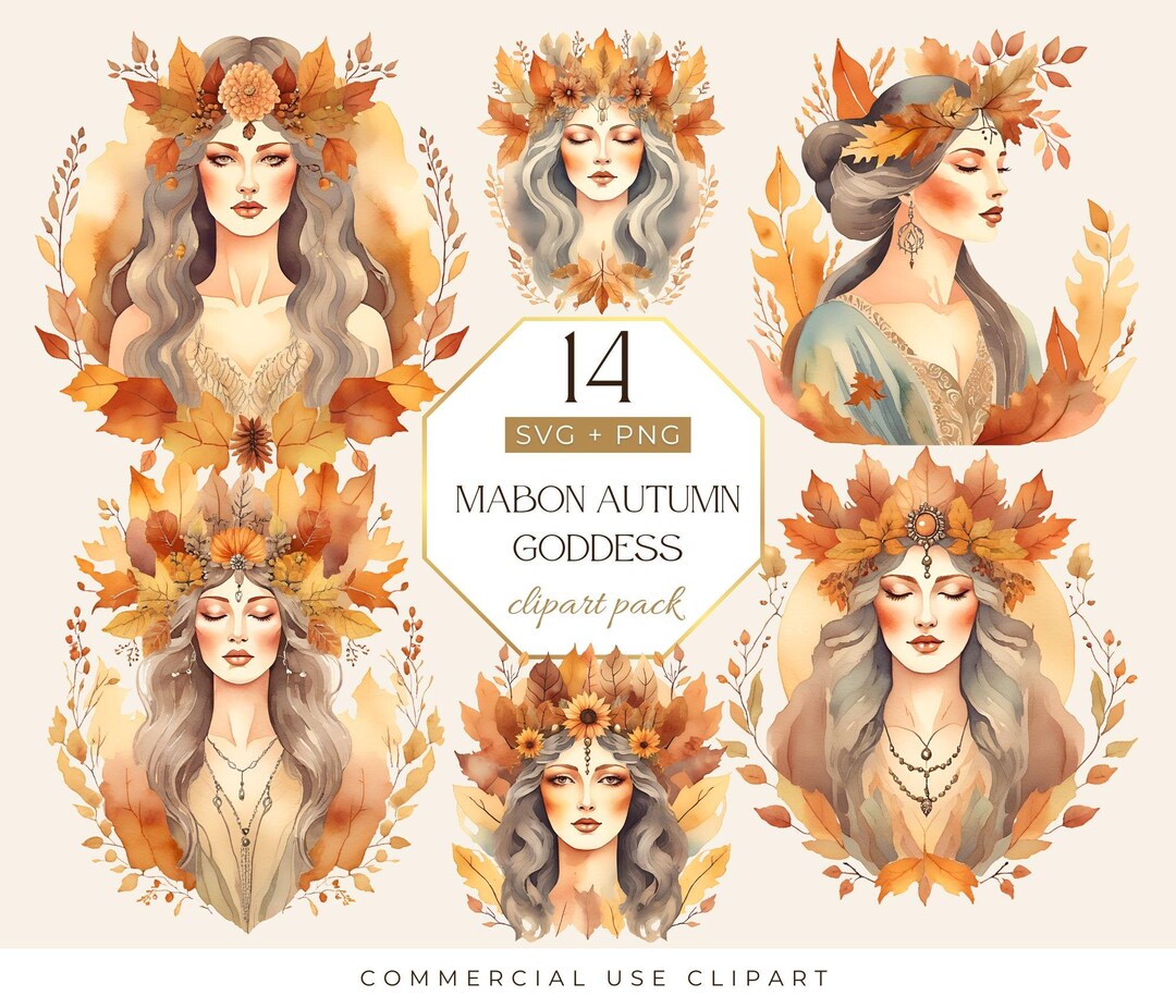 Mabon Clipart, Autumn Goddess Clipart, Autumn Clipart, Wheel of the ...
