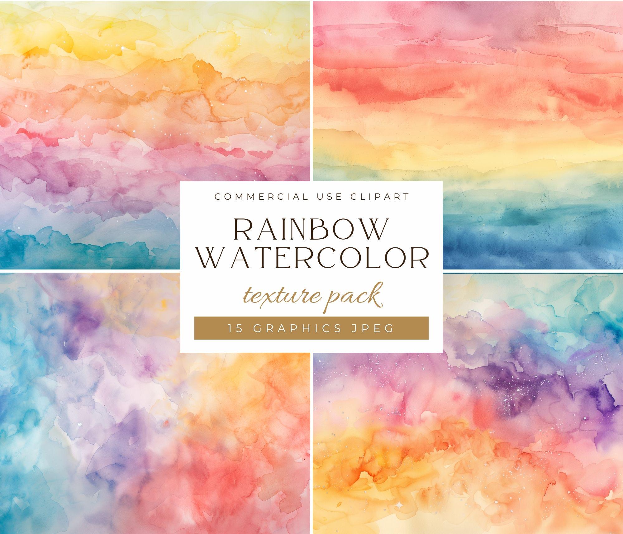 Watercolor Rainbow Textures Pack, Watercolor Papers, Digital Paper ...