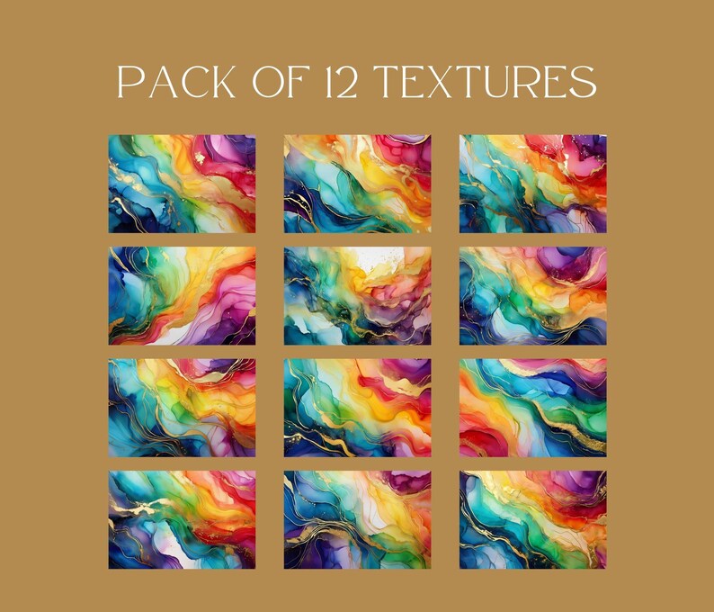Rainbow and Gold Abstract Texture Clipart, Textures Pack, Alcohol Ink, Liquid Ink Background ...