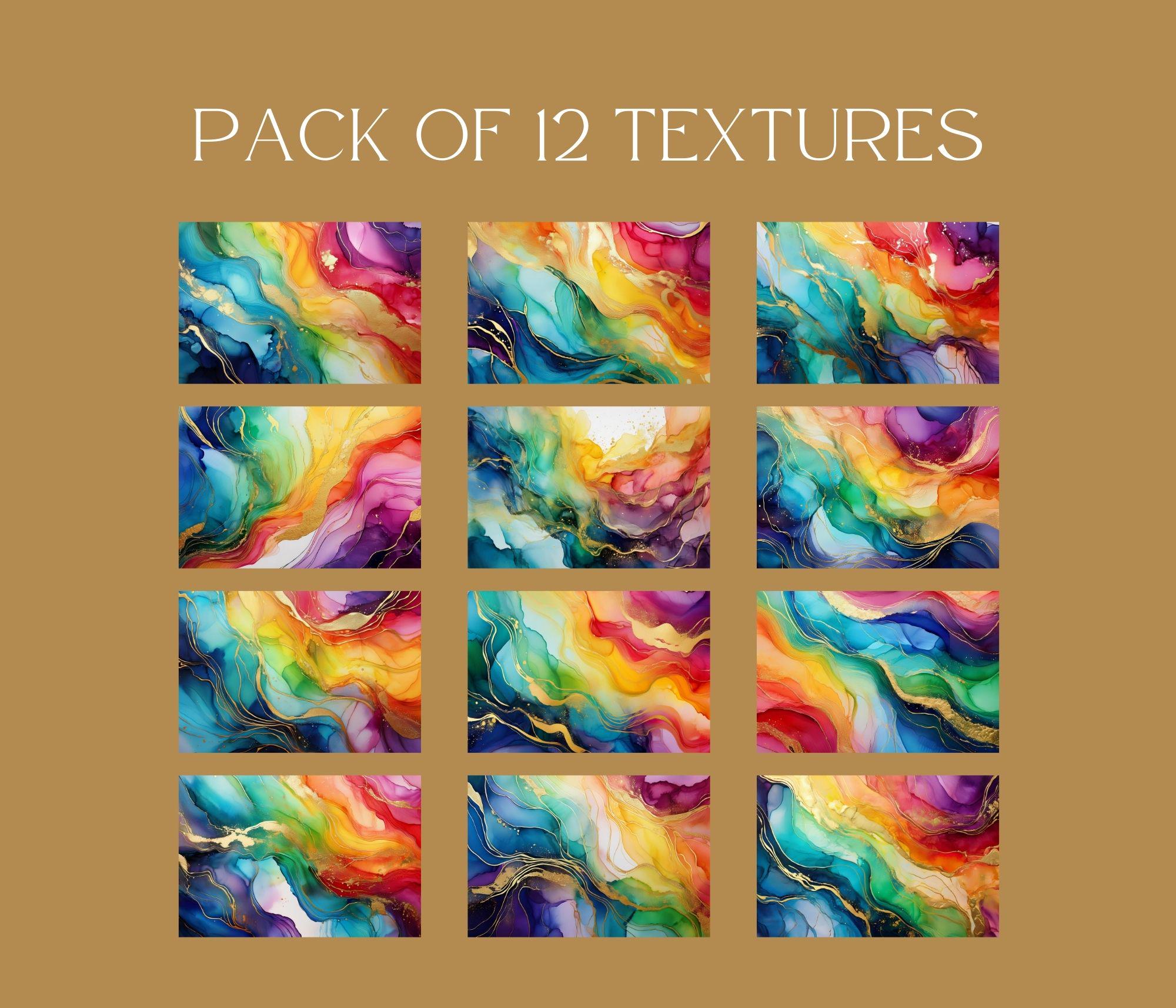 Rainbow and Gold Abstract Texture Clipart, Textures Pack, Alcohol Ink ...