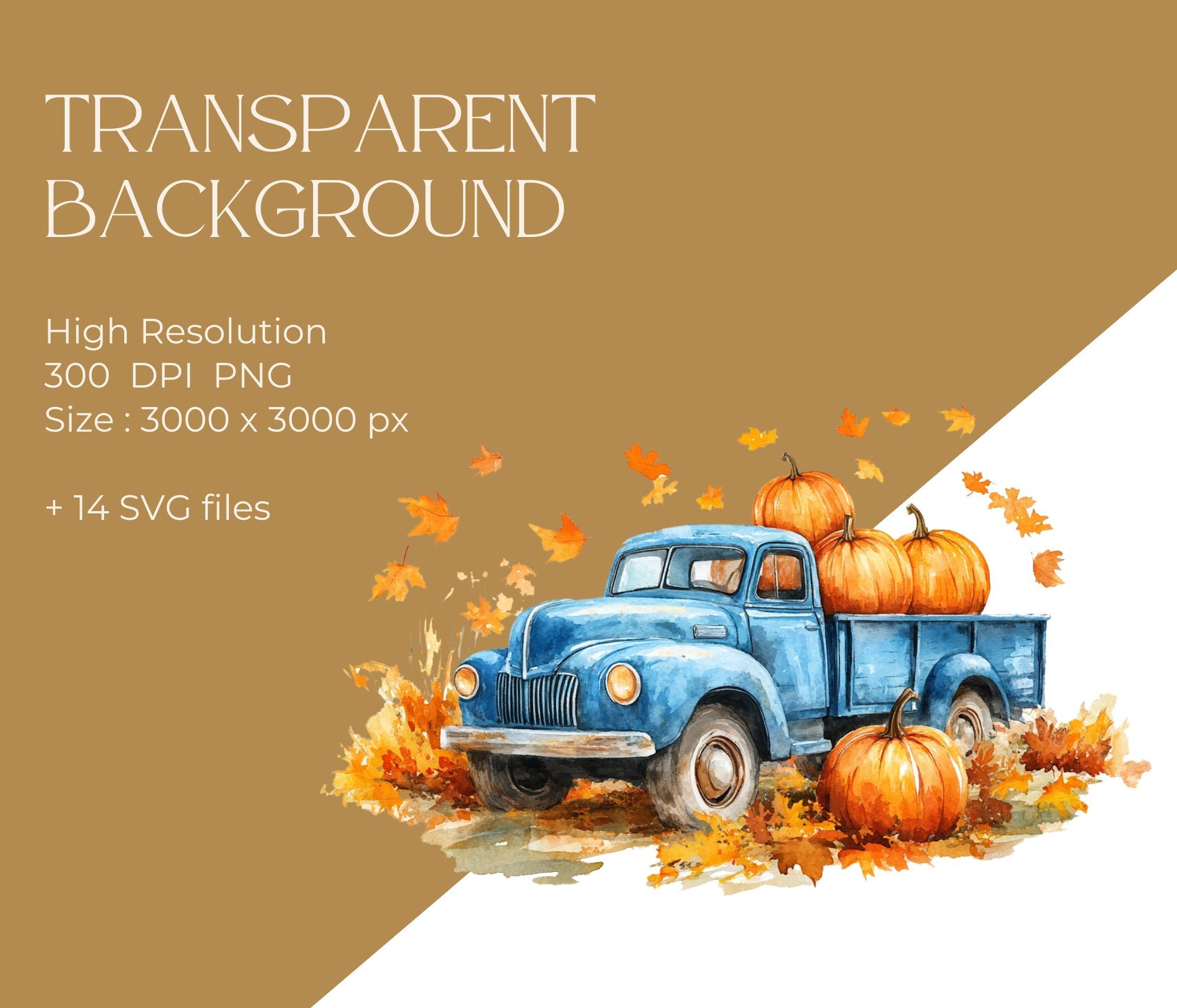 Pumpkin Truck, Harvest Clipart, Autumn Fall Clipart, Transparent Png ...