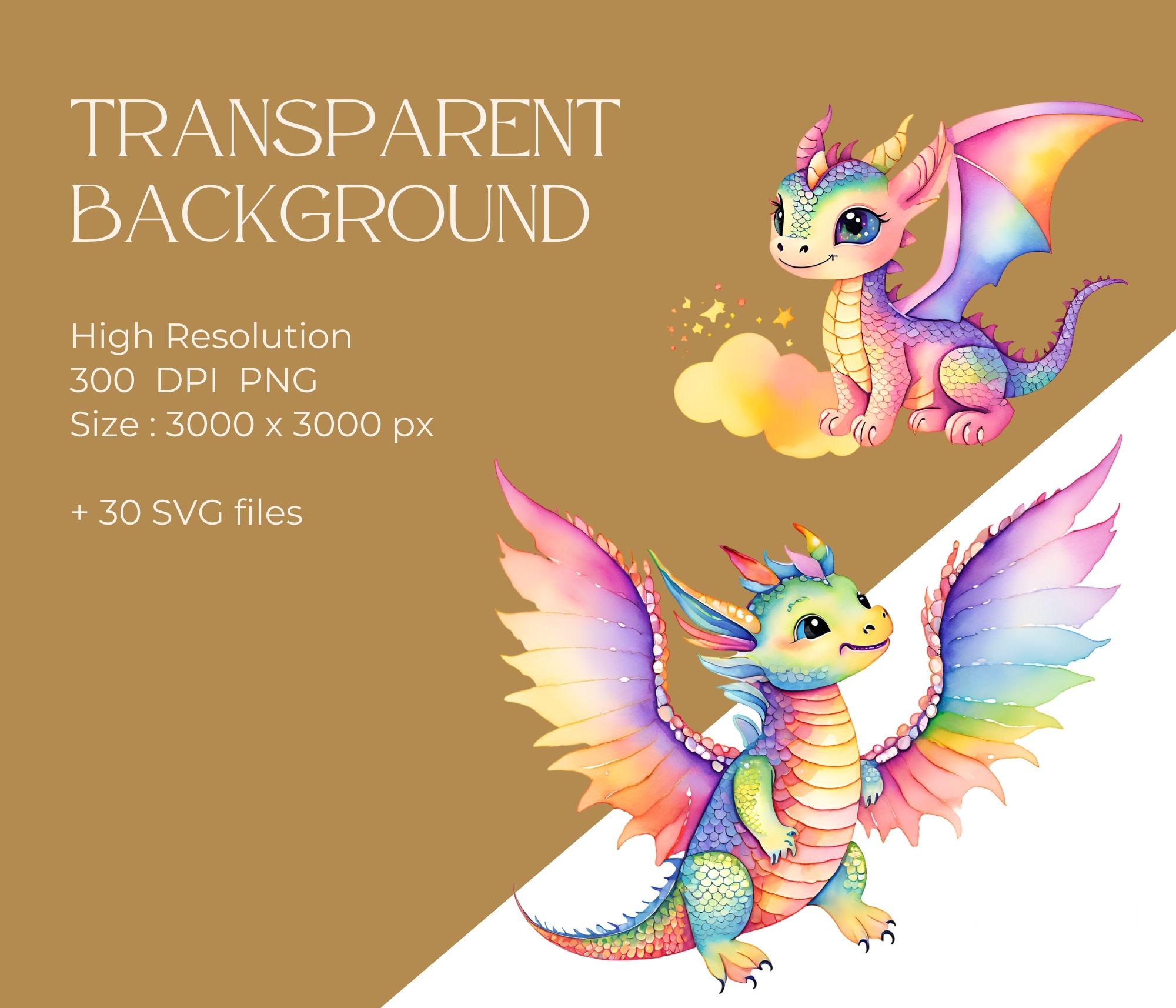 Watercolor Cute Rainbow Dragon Clipart, Baby Dragon Png, Dragon Kingdom ...