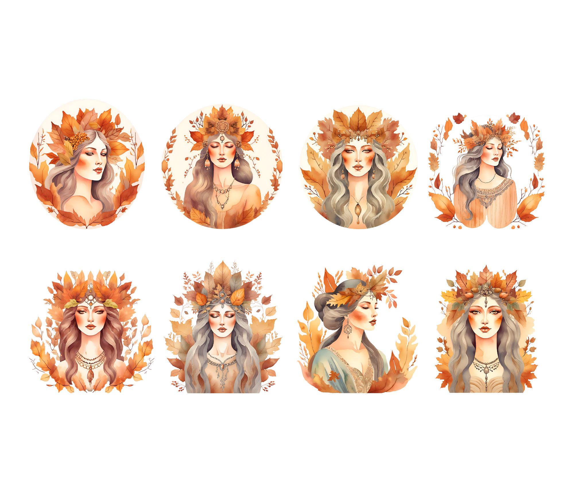 Mabon Clipart, Autumn Goddess Clipart, Autumn Clipart, Wheel of the ...