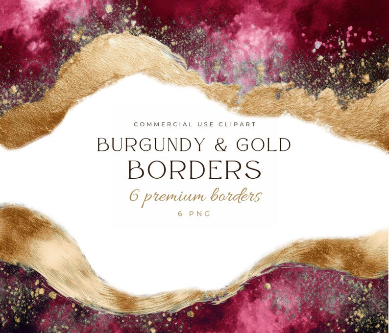 Burgundy and Gold Border Clipart, Alcohol Ink Textures, Colorful Red ...