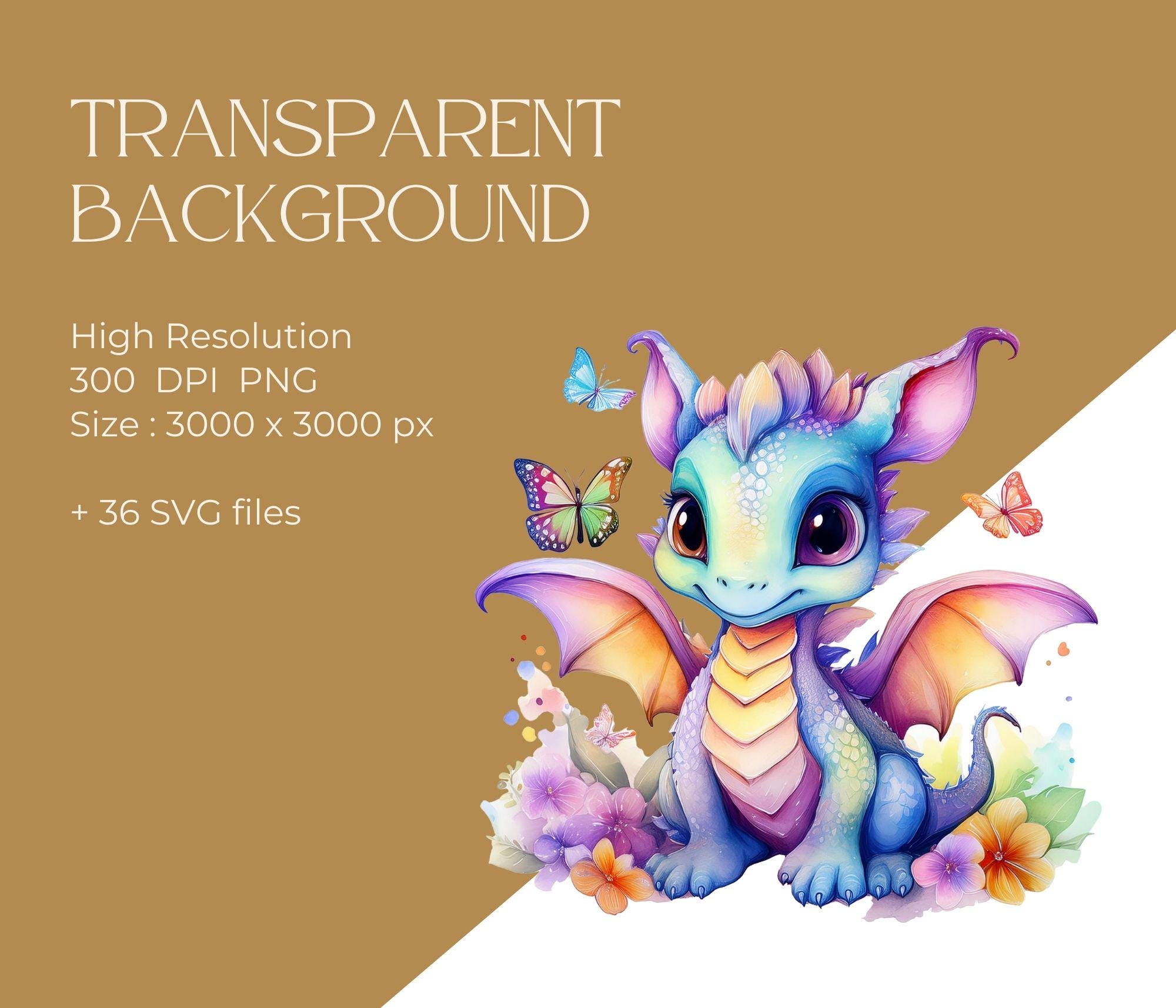 Watercolor Cute Rainbow Dragon Clipart, Baby Dragon Png, Dragon ...