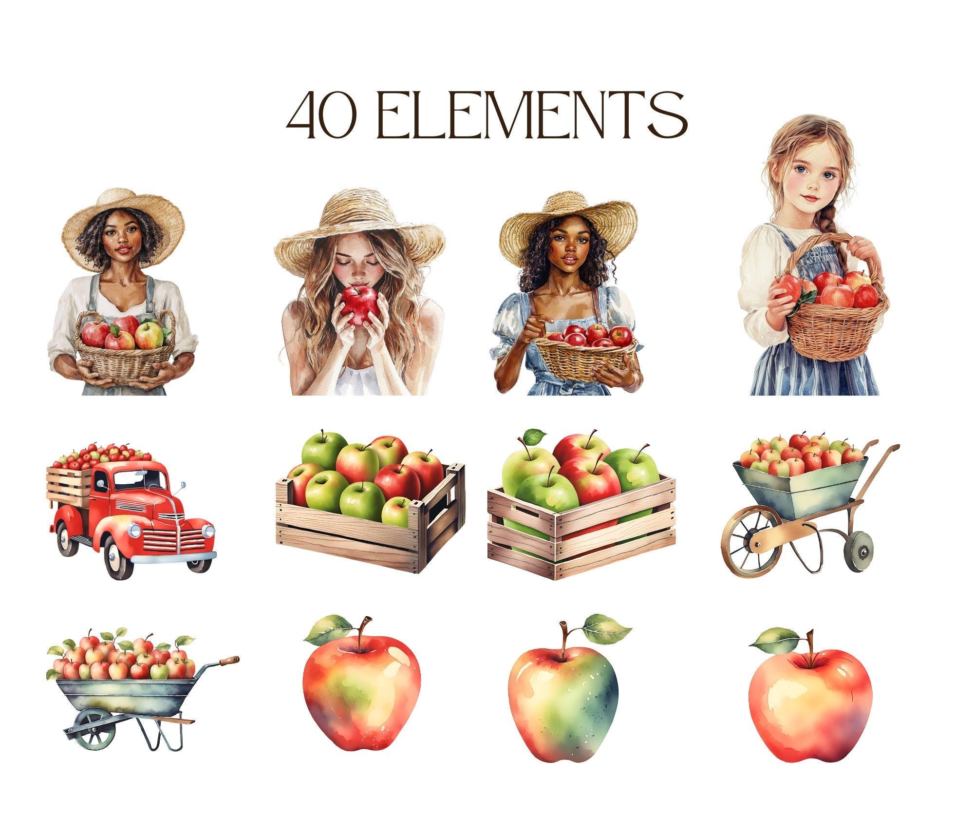 Autumn Clipart, Apple Pie Clipart, Apple Tree Clipart, Watercolor Apple ...