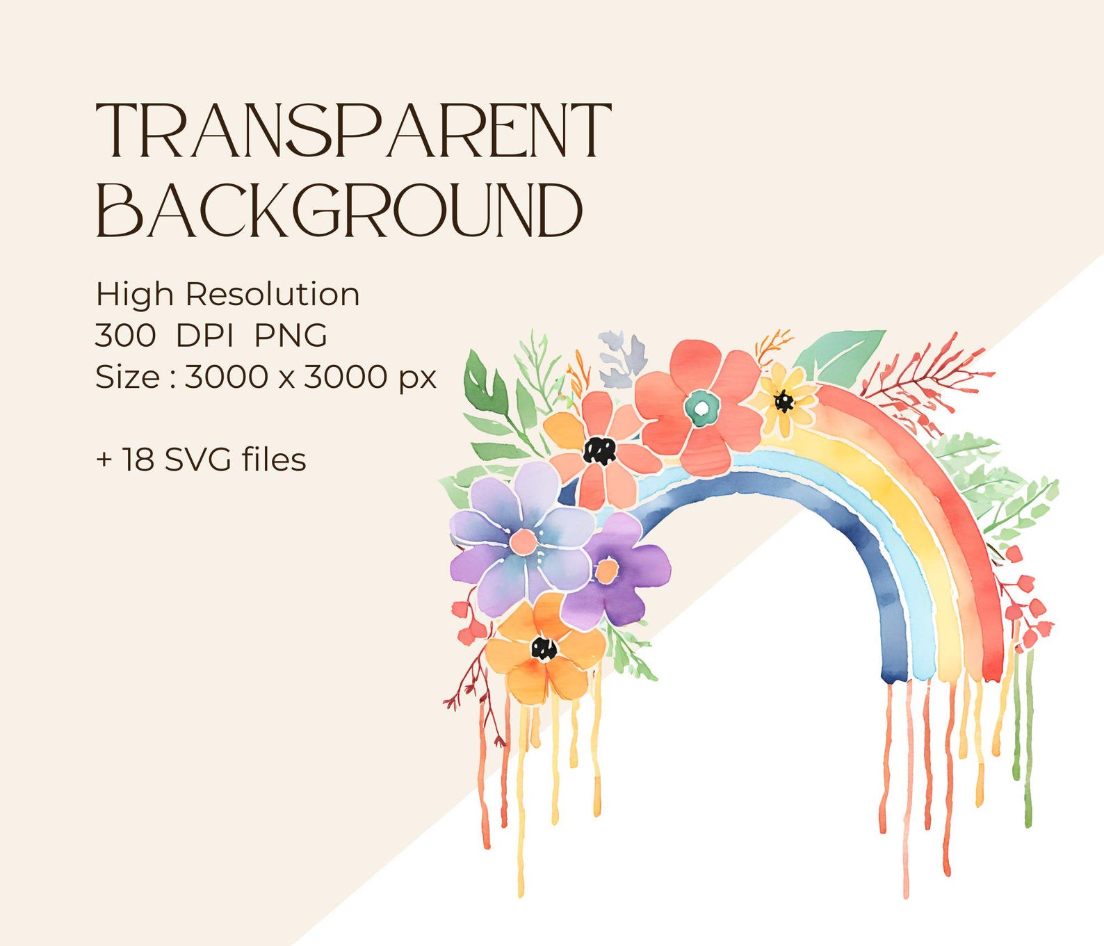 Watercolor Boho Floral Rainbow Clipart, Boho Rainbow Svg, Boho Wedding ...