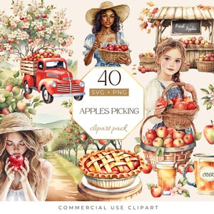 Autumn Clipart, Apple Pie Clipart, Apple Tree Clipart, Watercolor Apple ...