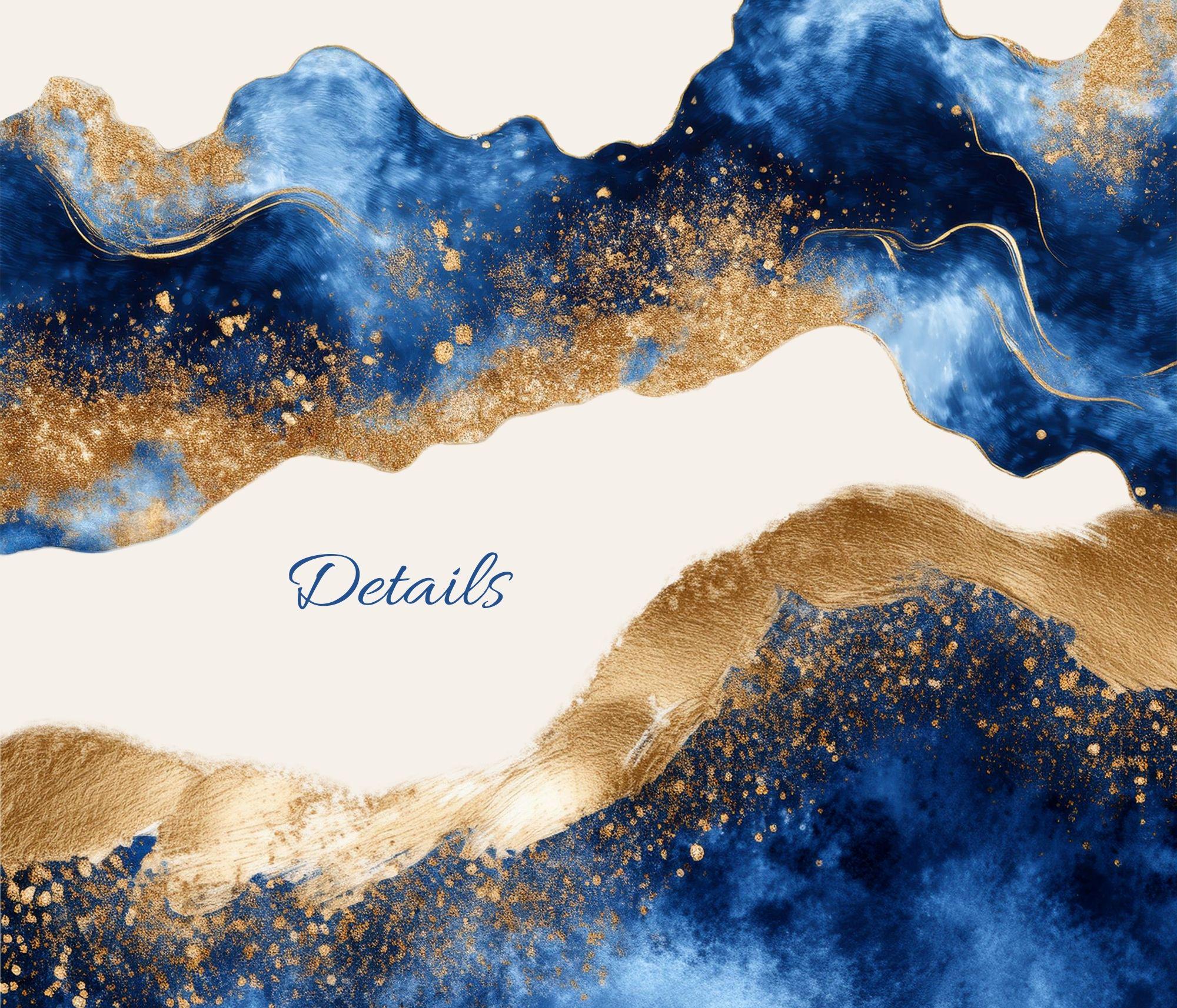 Navy Blue and Gold Border Clipart, Alcohol Ink Textures, Colorful Deep ...