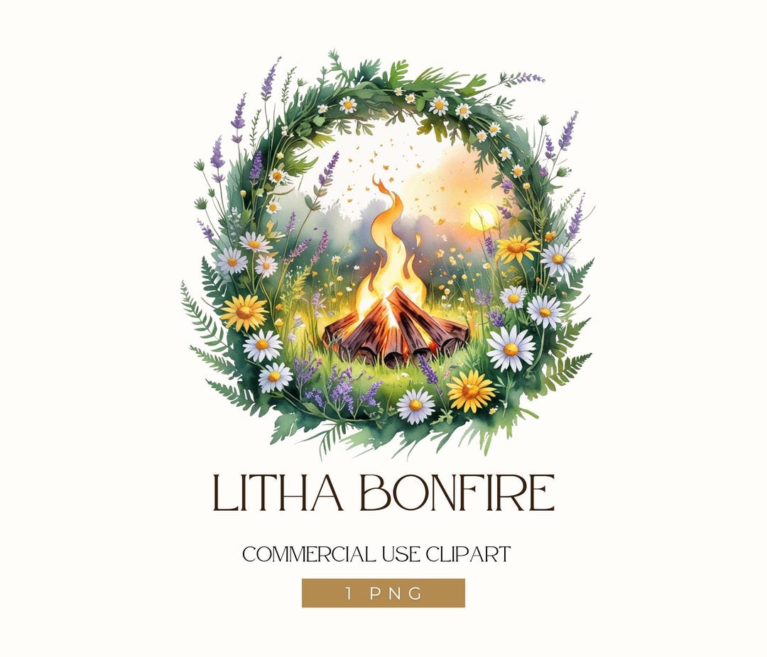 Midsummer Bonfire, Litha Clipart, Wiccan Summer Solstice Graphics ...