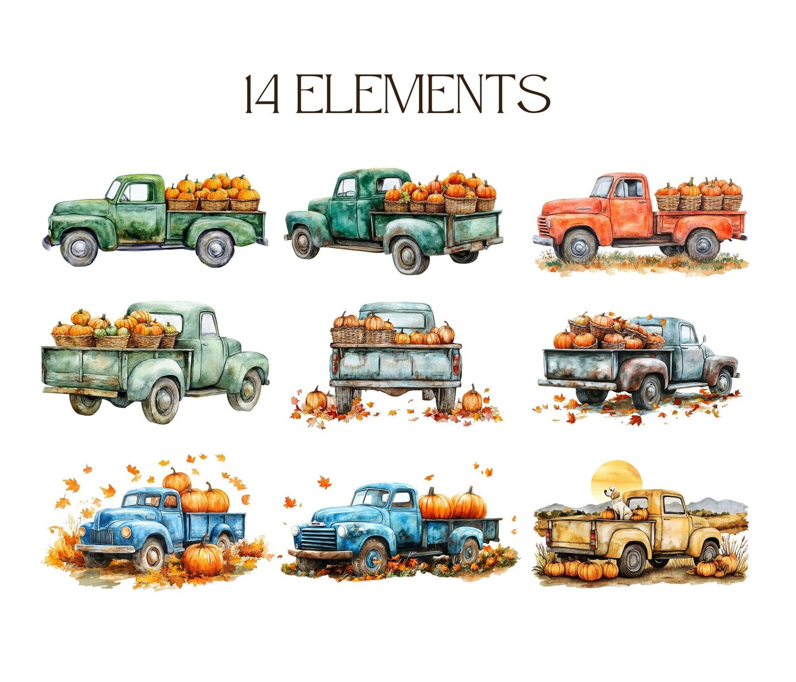 Pumpkin Truck, Harvest Clipart, Autumn Fall Clipart, Transparent Png ...