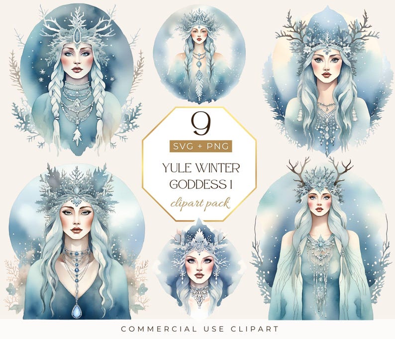 Yule Clipart, Winter Goddess Clipart, Winter Clipart, Wheel of the Year ...