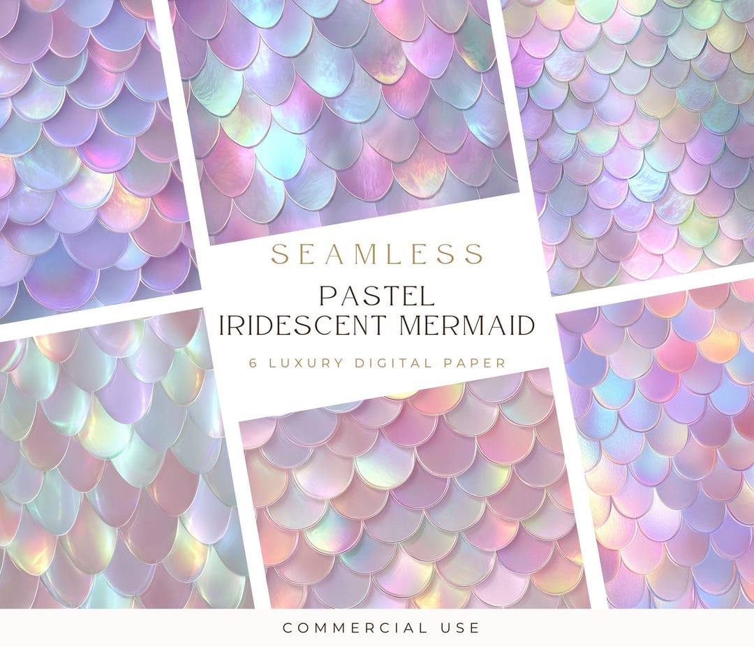 Pastel Iridescent Mermaid Scales Seamless Pattern, Digital Paper ...