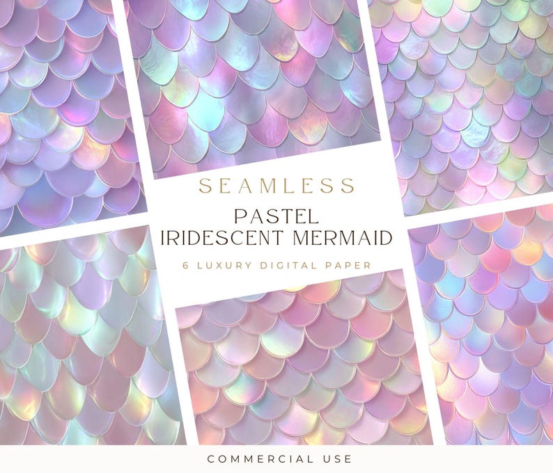 Pastel Iridescent Mermaid Scales Seamless Pattern, Digital Paper ...