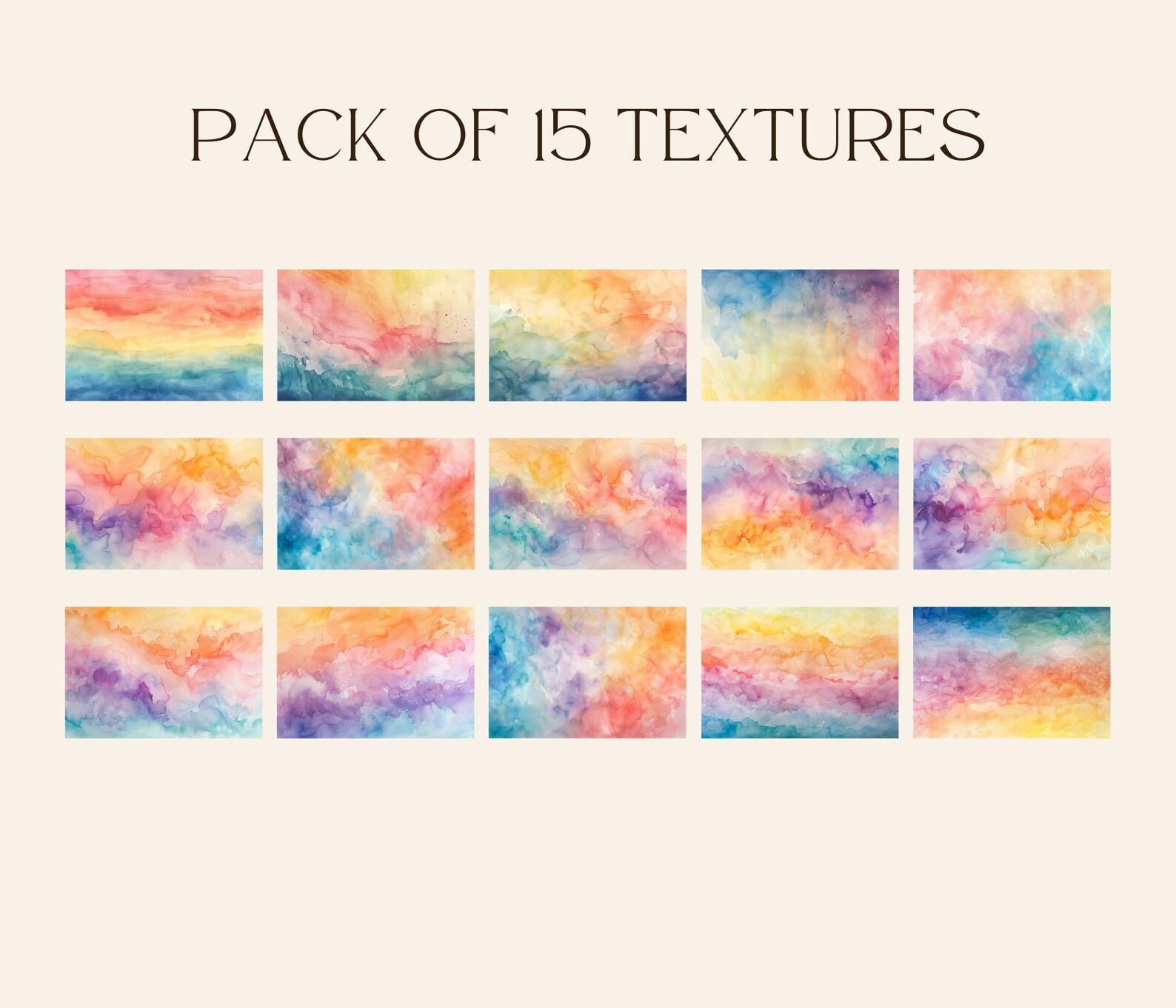 Watercolor Rainbow Textures Pack, Watercolor Papers, Digital Paper ...