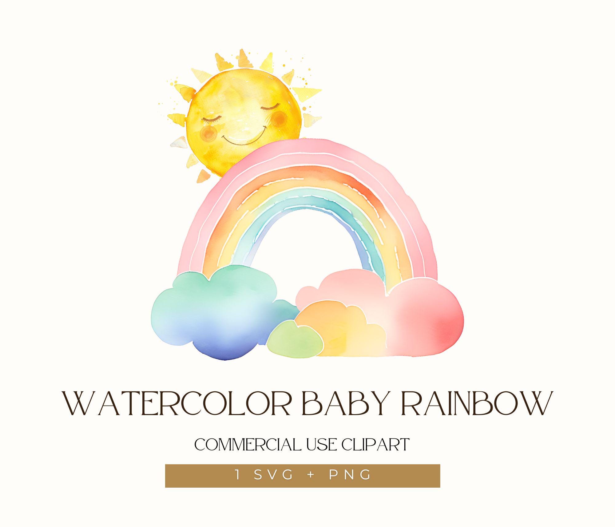 Watercolor Baby Rainbow SVG PNG Clipart, Pastel Rainbow Svg, Cute ...