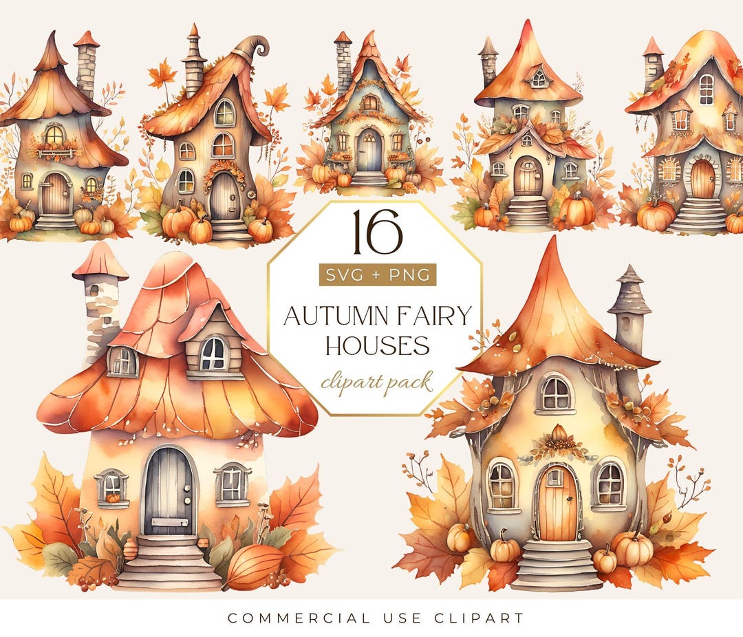 Fairy House Clipart, Autumn Fairy Clipart, Autumn Fairy House, Fall ...