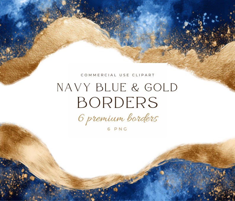Navy Blue and Gold Border Clipart, Alcohol Ink Textures, Colorful Deep ...