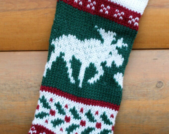 Knit Christmas Stocking Moose Handmade & Ready to Ship! Personalized ...