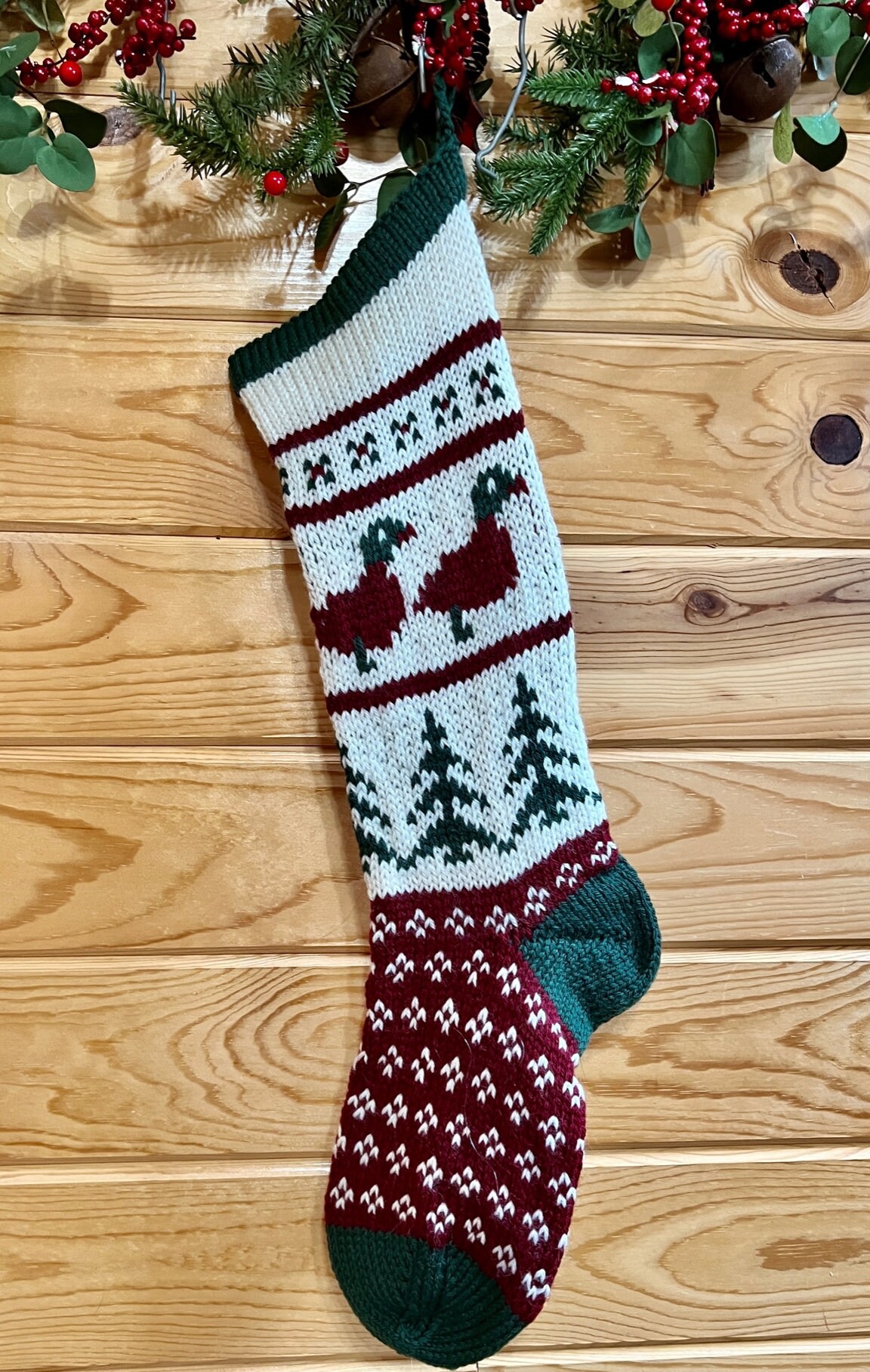 Knit Christmas Stocking Mallard Duck Ready to Ship - Etsy