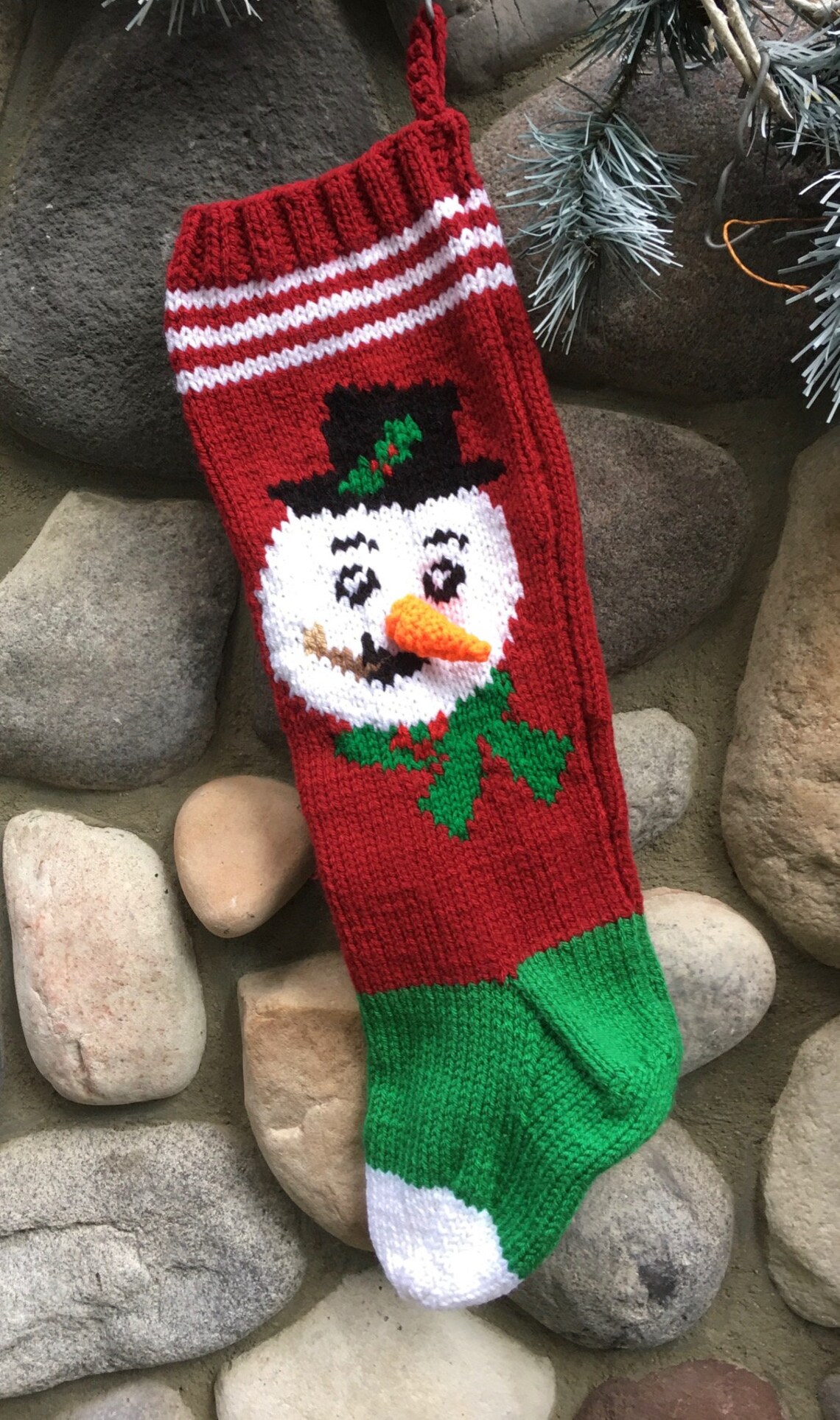 Snowman Vintage Reproduction Knit Christmas Stockings - Etsy