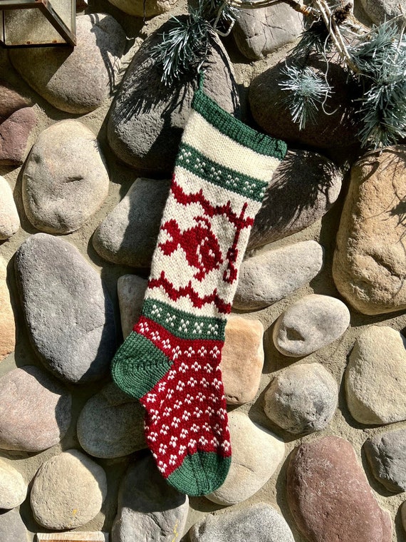 Knit Christmas Stocking Fish Handmade Ready to Ship - Etsy