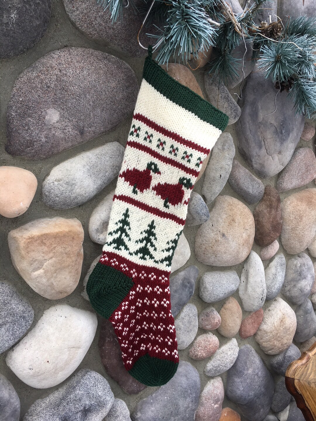 Knit Christmas Stocking Mallard Duck Ready to Ship - Etsy