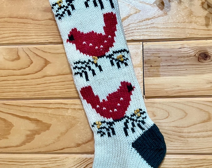 Original Christmas Cove Stocking, Hand Knit Stocking, Vintage Knit ...