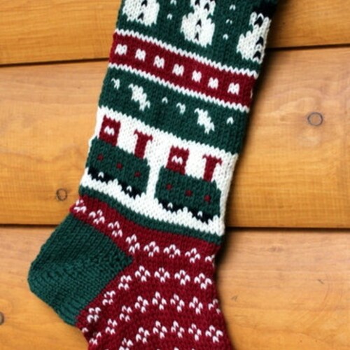 Hand Knit Christmas Stocking Train Handmade & Ready to Ship - Etsy