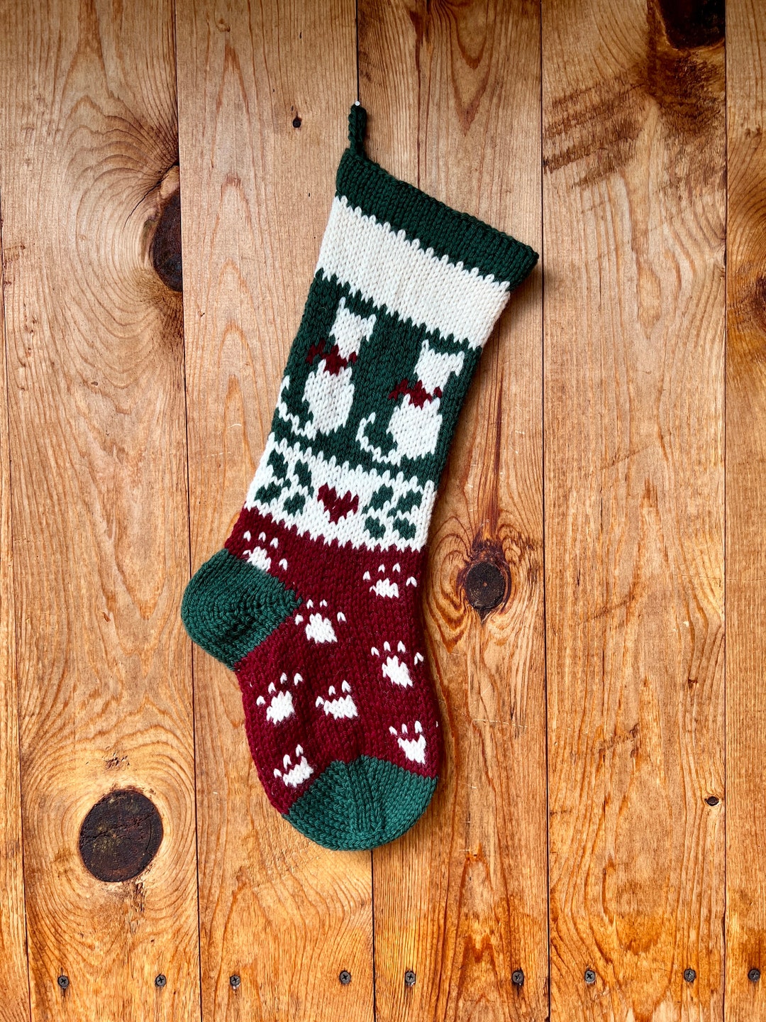 Hand Knit Christmas Stocking for Your Cat Handmade, Ready to Ship ...