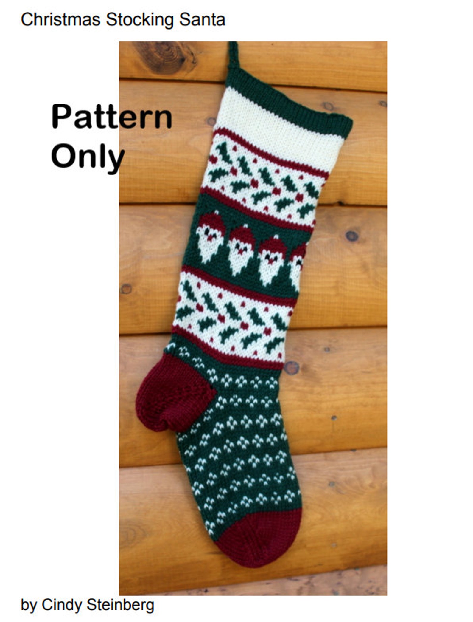 Christmas Stocking Knitting Pattern Santa - Etsy