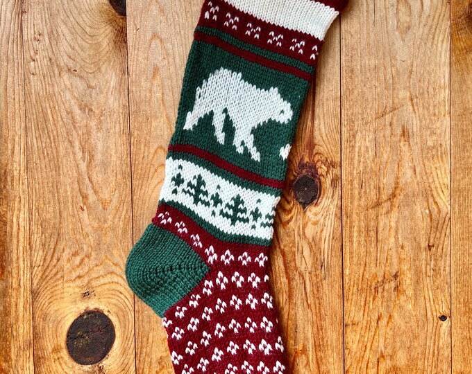 Knit Christmas Stocking. Polar Bear Stocking, Hand Knit, Ready to Ship - Etsy